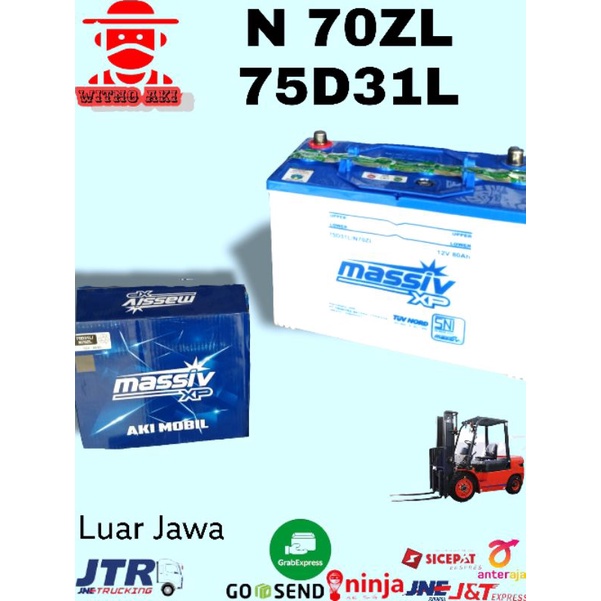 Jual aki mobil basah forklift n70zl 75d31l 12v 80ah massiv xp | Shopee ...