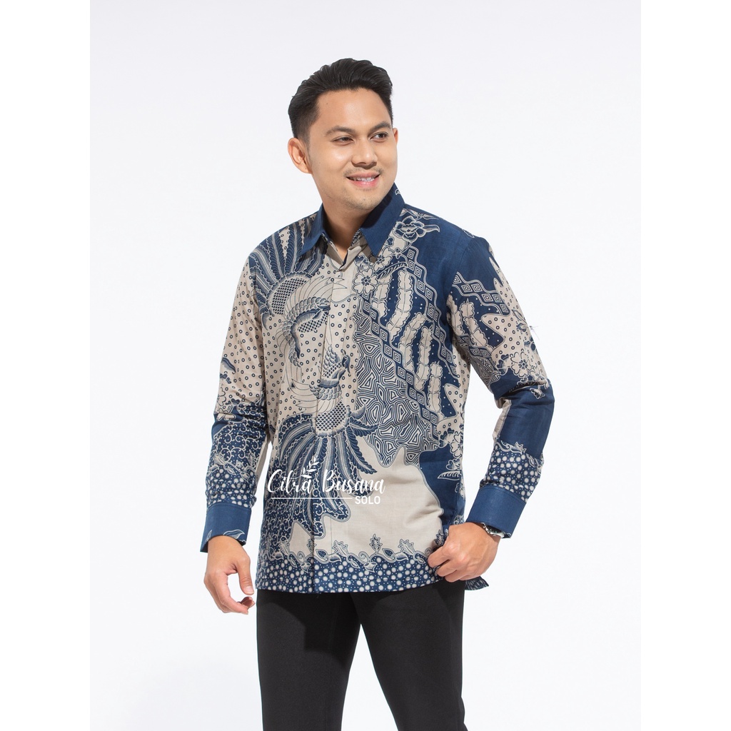 Jual PEKSI PRABU NAVY Kemeja Batik Pria Full Furing Bahan Katun ...