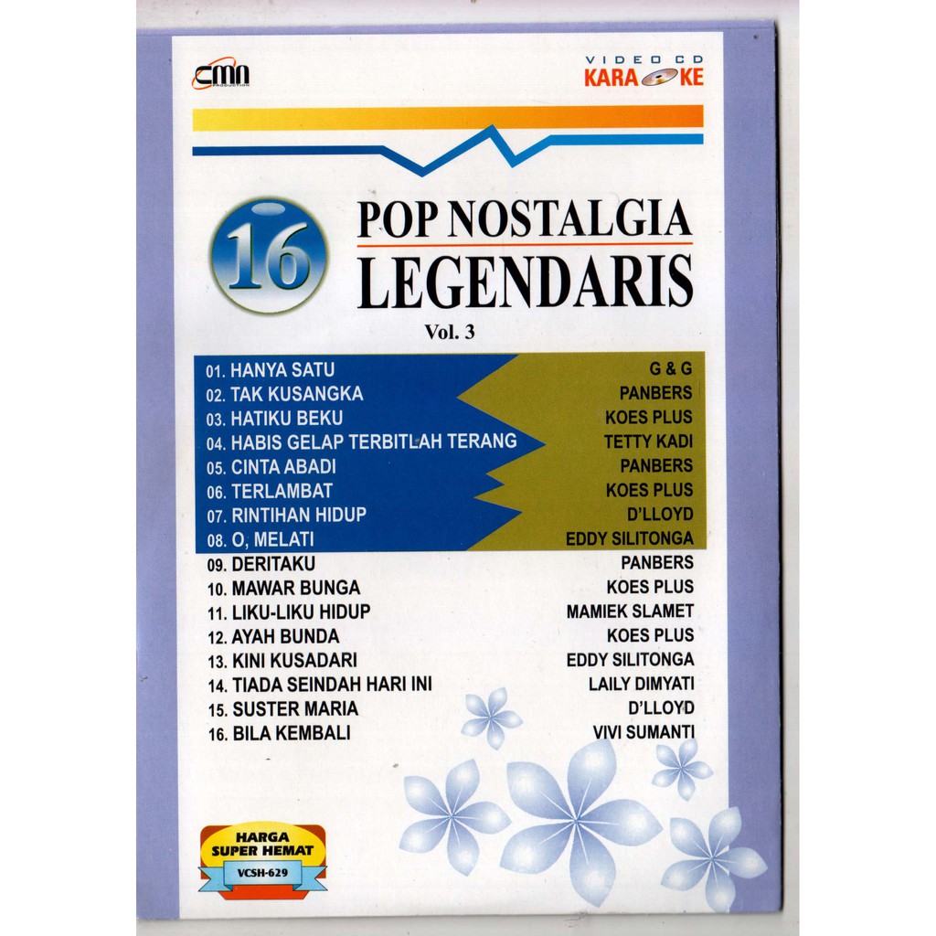 Jual VCD KARAOKE 16 POP NOSTALGIA LEGENDARIS VOL.3 HANYA SATU | Shopee Indonesia