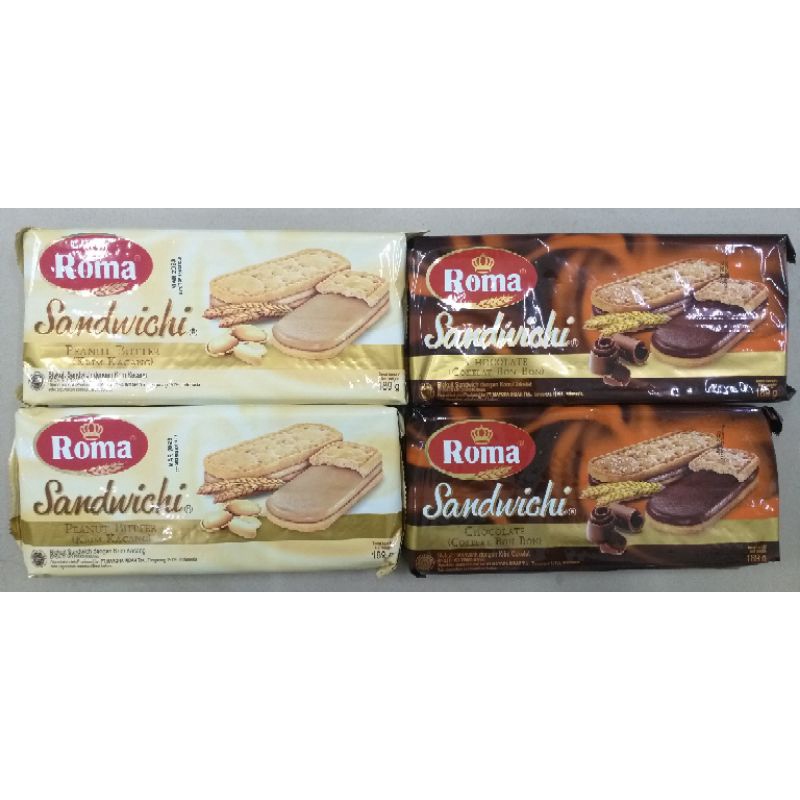 Jual roma biskuit sandwichi coklat & kacang 189gr | Shopee Indonesia