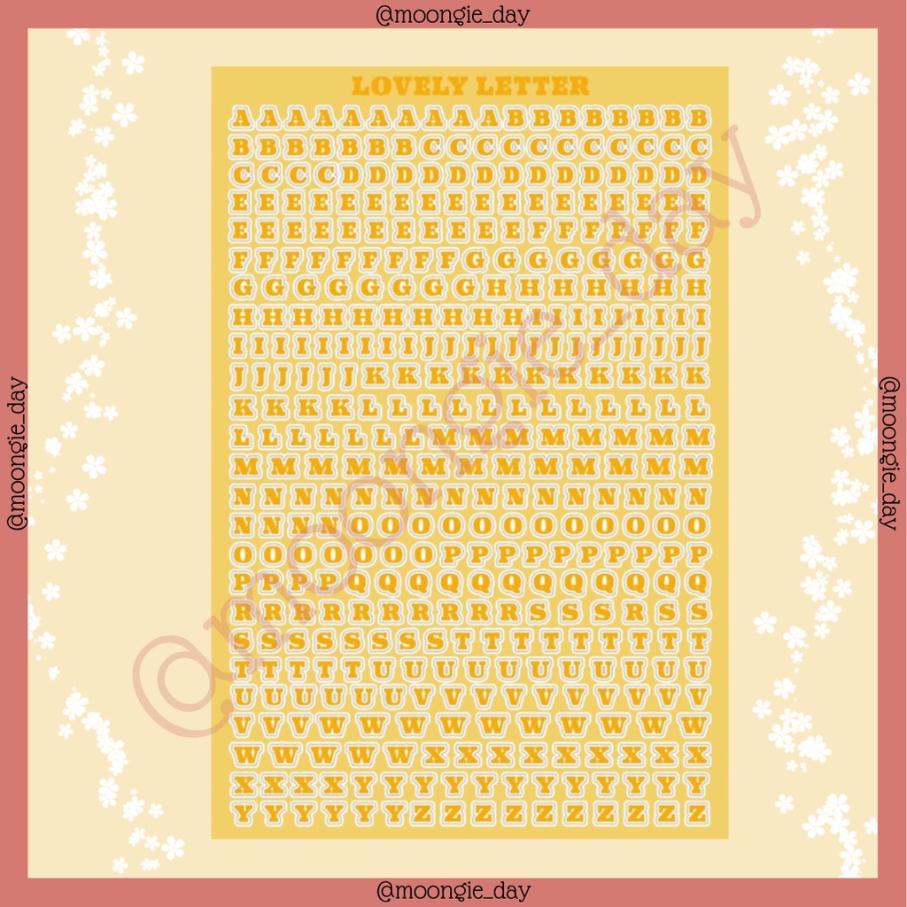 Jual 1 LEMBAR STIKER ALPHABET NUMBER HURUF ANGKA LOVELY LETTER SERIES ...