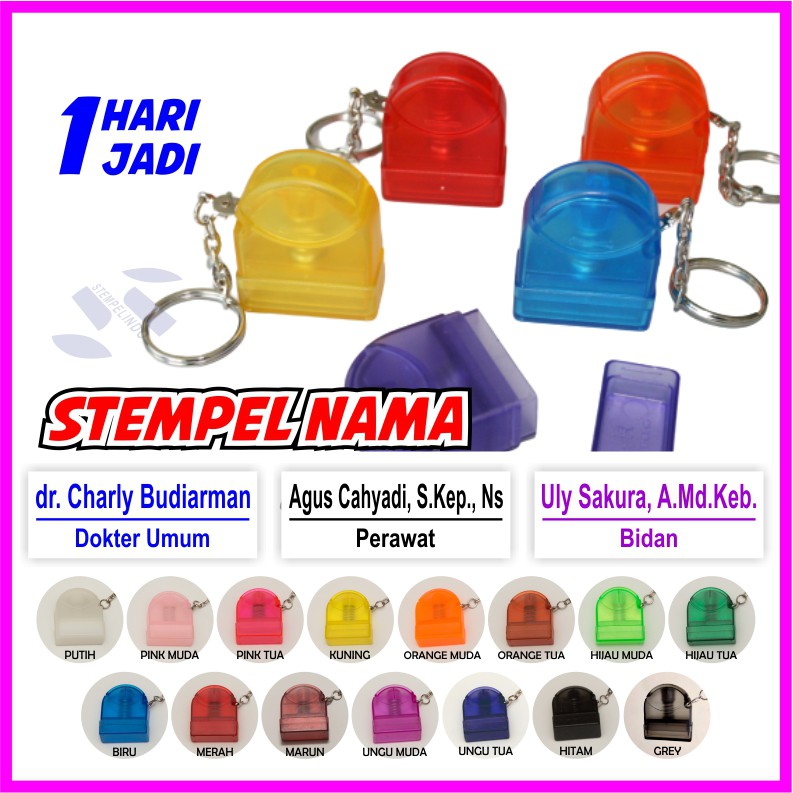 Jual STEMPEL NAMA FLASH MINI GANCI ( GANTUNGAN KUNCI ) 10 X 28 mm | DOKTER BIDAN PERAWAT ...