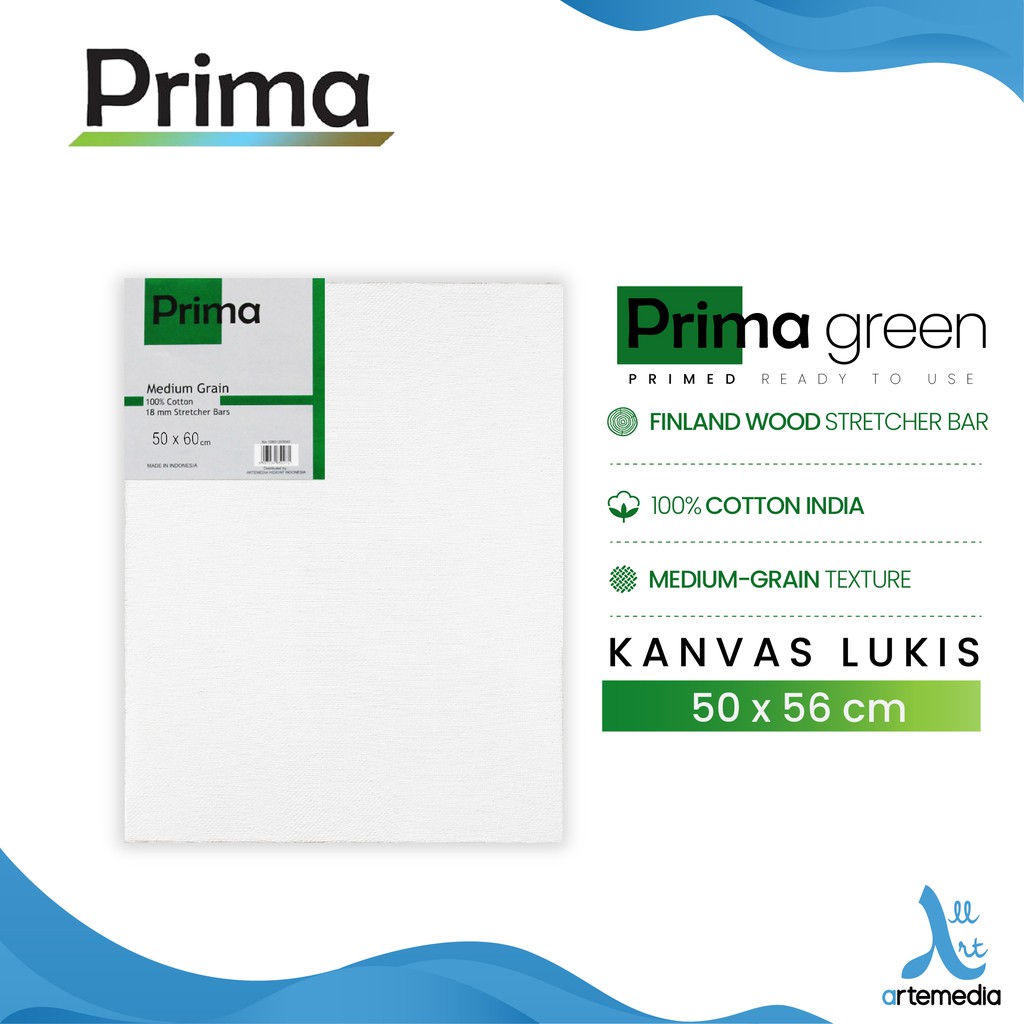 Jual Prima Green Cotton Canvas 50x60cm | Kanvas Lukis Katun Siap Pakai ...