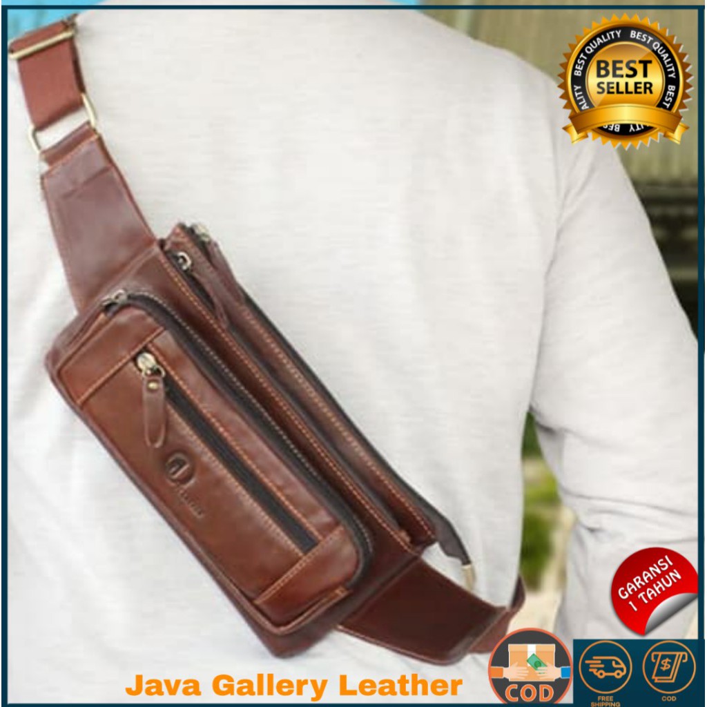 Jual waist bag Tas Pria Kulit Asli TP01 KICKERS - Tas Selempang Pria ...