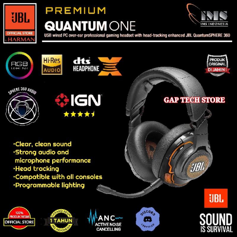 Jual JBL QUANTUM ONE USB Wired PC Over Ear Professional Gaming Headset ...