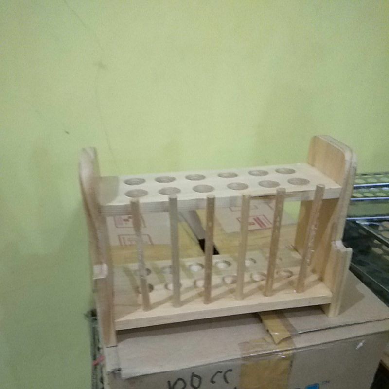 Jual rak tabung reaksi kayu isi 12 lubang per pack isi 10 pcs | Shopee ...