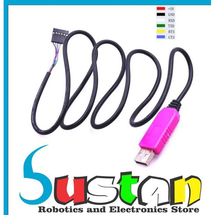 Jual Kabel Usb Serial Pl2303 Pl2303Hxd 6 Pin Usb Ttl Rs232 + Rts Cts 6P ...