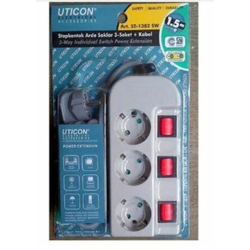 Jual stop kontak uticon 3 lubang | Shopee Indonesia