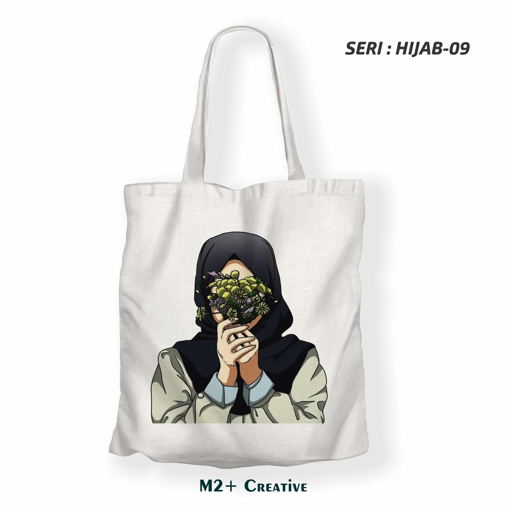Jual Tas Totebag Aesthetic Tote Bag Kanvas Putih Wanita Tas Tote Laptop HIjab Series Abstrak ...