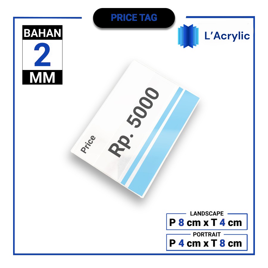 Jual PRICE TAG / NAME TAG / LABEL HARGA AKRILIK / ACRYLIC TEMPEL 4 x 8 ...