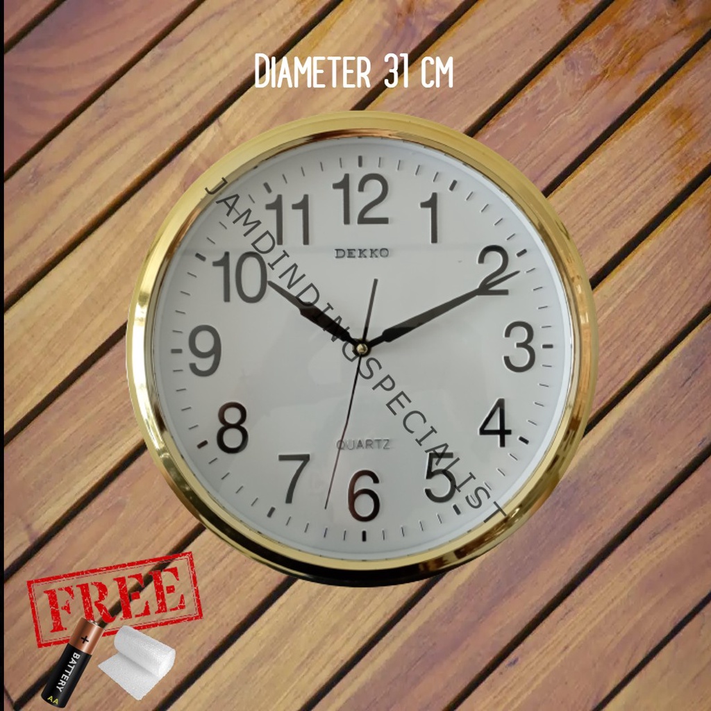 Jual JAM DINDING BESAR CHROME SILVER GOLD EMAS BERGARANSI ANGKA TIMBUL ...