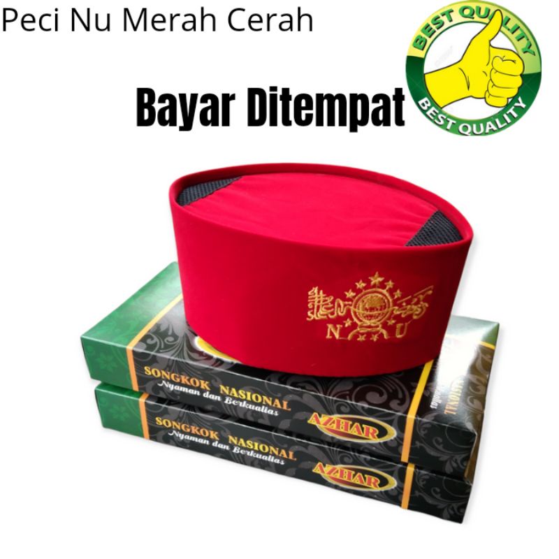 Jual Peci Merah Cerah Logo NU Tinggi 9cm Songkok Merah | Shopee Indonesia