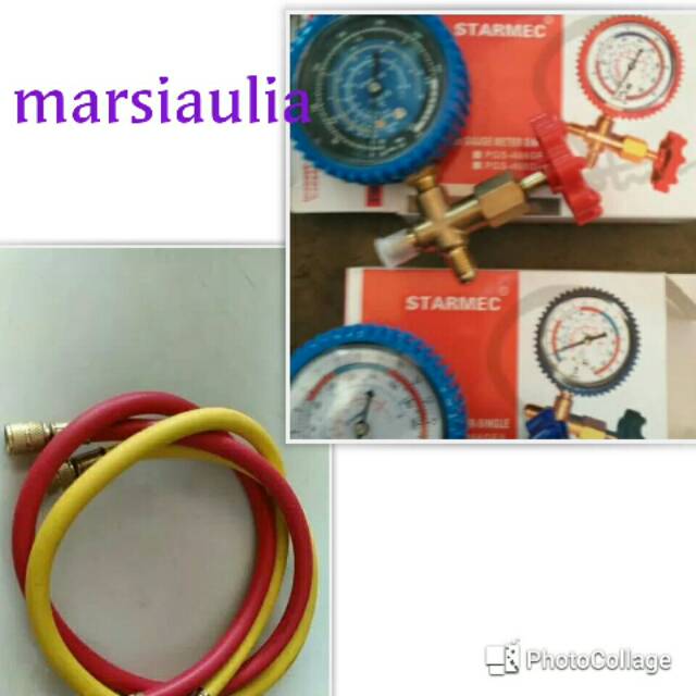 Jual Paket single manifold r410a R32 r22 + 2 selang r22 untuk pengisian freon ac sendiri 500psi ...