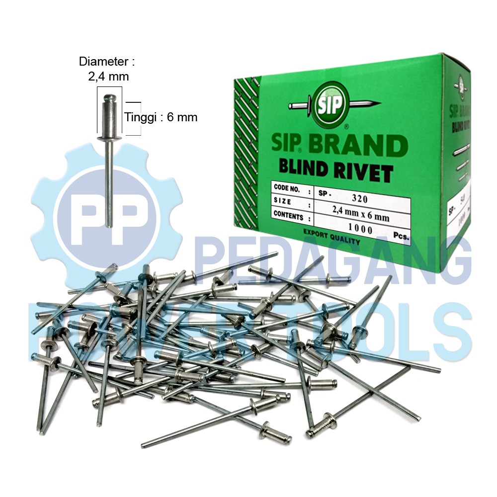 Jual SIP 320 PAKU RIVET 2.4 x 6 MM BLIND RIPET RIFET TEMBAK 1 PAK 1.000 ...
