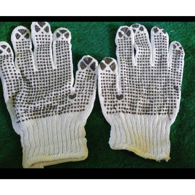 Jual Sarung Tangan Tukang Lengan Pendek Bintik Hitam Tebal 1 Pasang ...