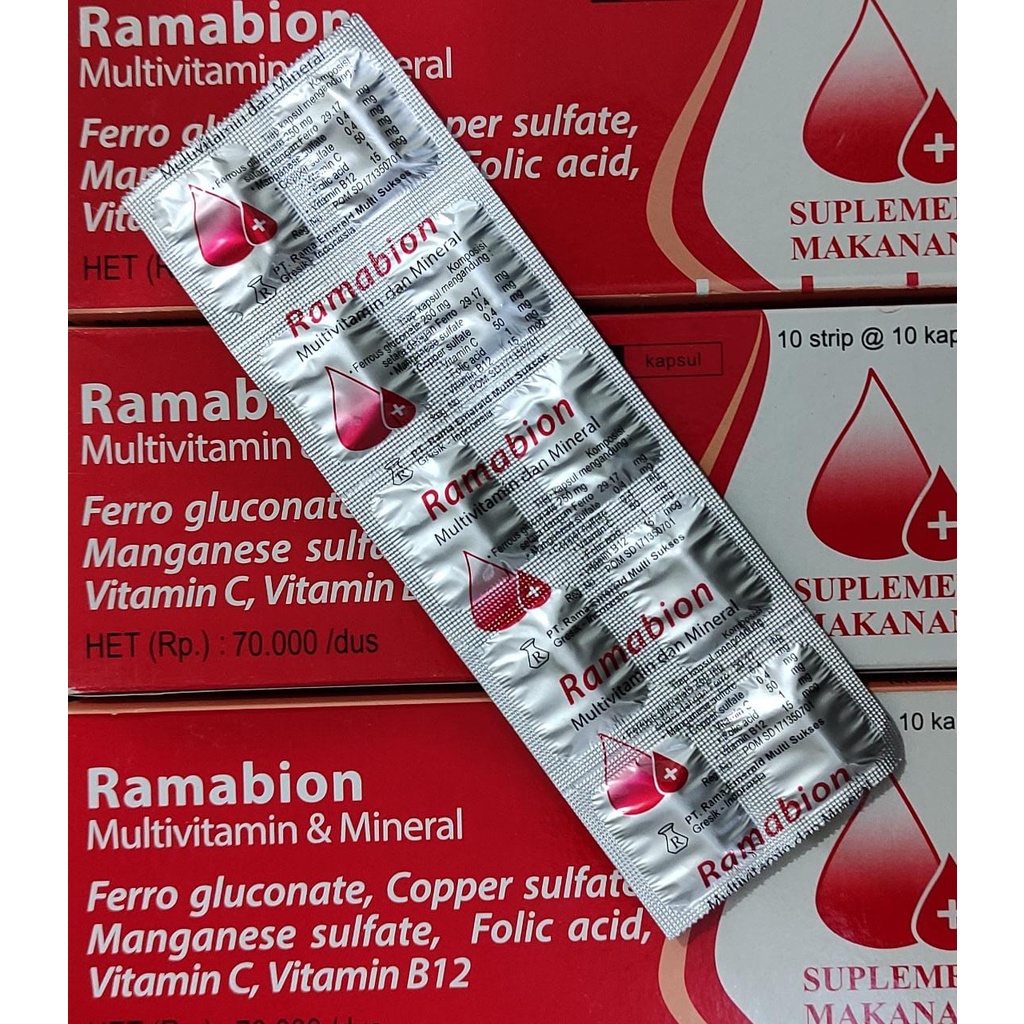 Jual Ramabion 10 Kapsul / Obat Penambah Darah / Mengandung Vitamin C 50 ...