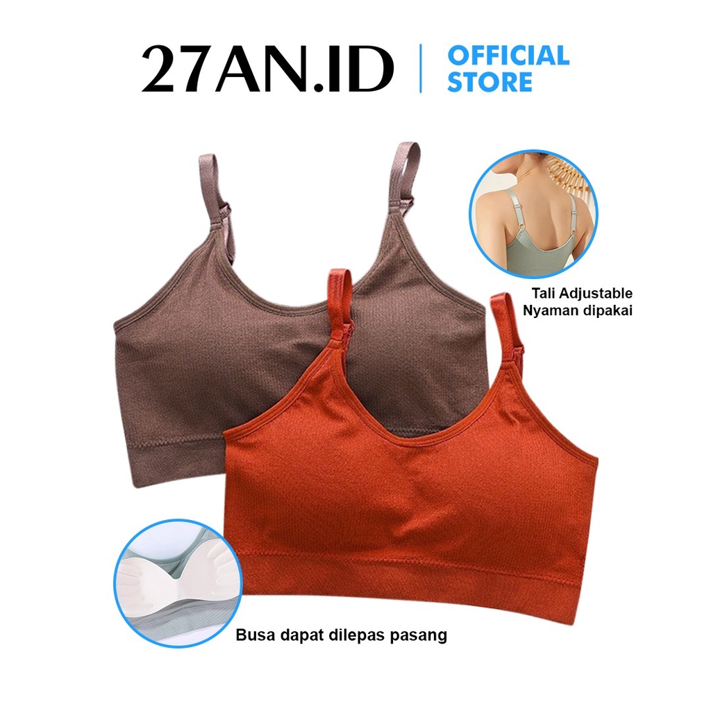 Jual ( 27AN.ID ) Bra Wanita Tanpa kawat B65 Bra Crop top Elastis Bra Olahraga senam/ zumba super ...