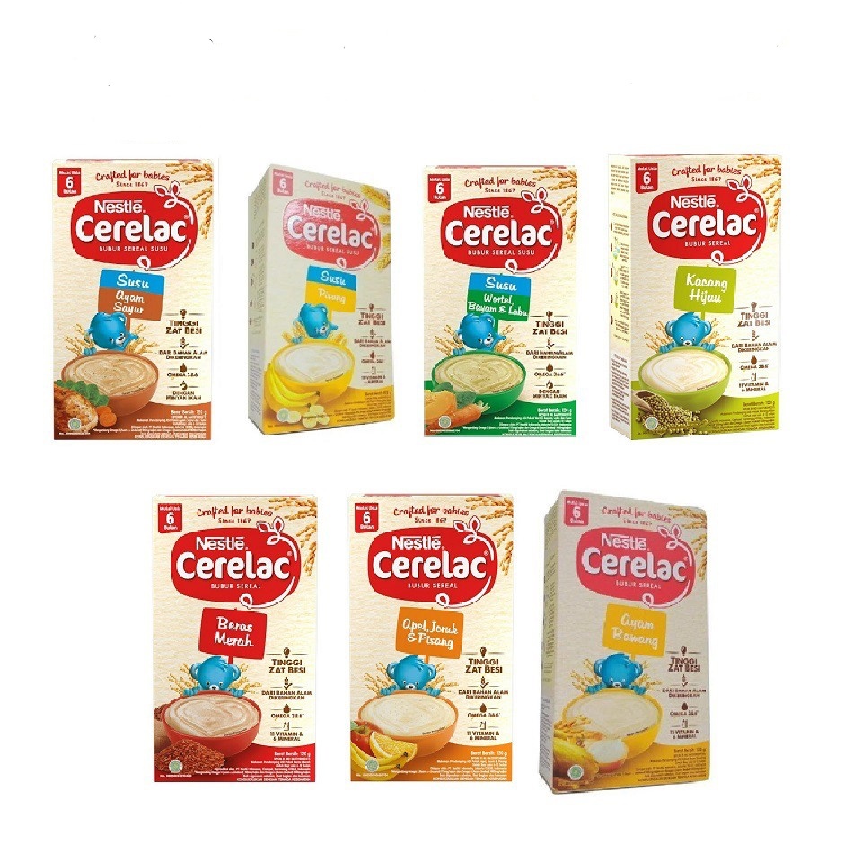 Jual NESTLE CERELAC BUBUR SEREAL APEL AYAM BAWANG BANANA BERAS MERAH KACANG HIJAU 120gr | Shopee ...
