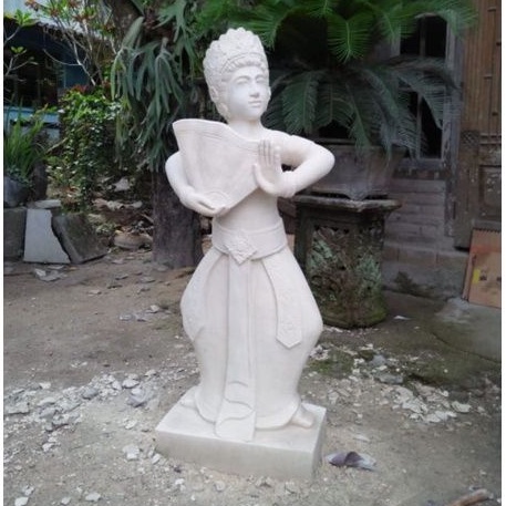 Jual PATUNG WANITA BALI MENARI 110CM BATU PARAS PUTIH TERMURAH HOBBY ...