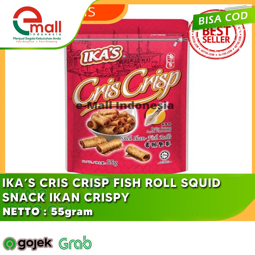 Jual Ika's Cris Crisp Fish Rolls Shrimp 55gr | Snack Ikan Crispy ...