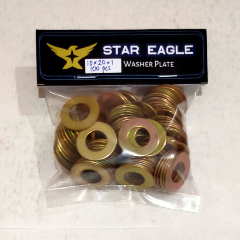 Jual Ring Plat Baut M10 (10x20x1 mm) 100 pcs, putih/kuning, Washer ...