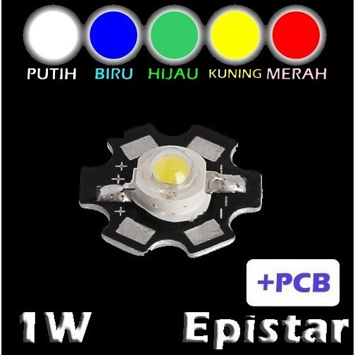 Jual High Power LED 1W EPISTAR Biji LED Chips Super Bright Warna + PCB Lampu Led Epistar Chip 1 ...