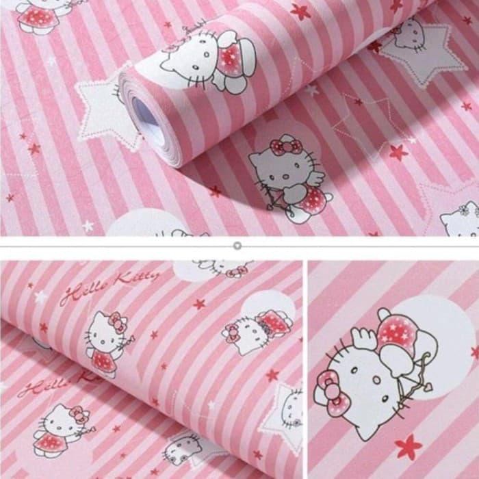 Jual PREMIUM JAMINAN MUTU WALL PAPER STIKER WALLPAPER SALUR HELLO KITTY - WALLPAPER DINDING 10M ...