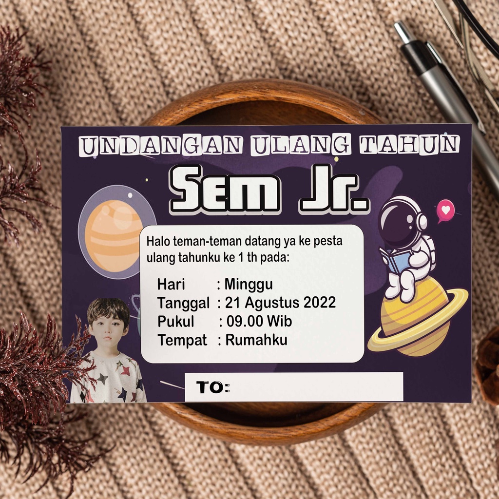Jual Undangan Ulang Tahun Ultah Anak Cowok Laki Laki Karakter Astronot ...