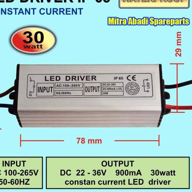 Jual LED Driver AISE 30W/30 Watt 900 mA Casing Aluminium IP65 (real 30W ...