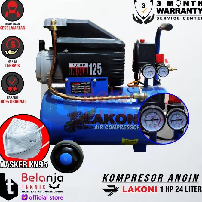 Jual Lakoni Air Kompressor Imola 125 1 HP 25 Liter Kompressor Angin 1HP ...