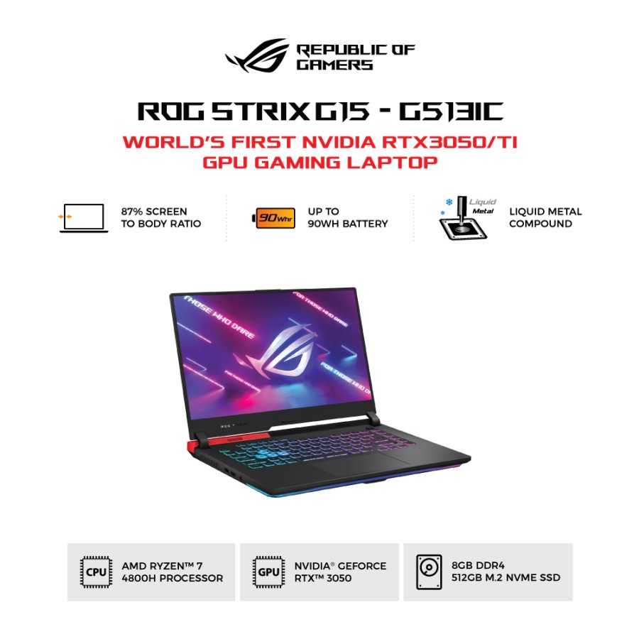 Jual ASUS ROG Strix G513IC-R735B7G-O11 - Eclipse Gray | Shopee Indonesia