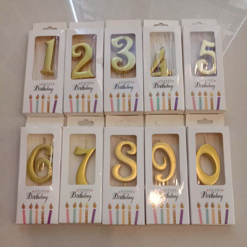 Jual Lilin Angka/Lilin Ulang Tahun/Lilin Angka Warna Gold/Lilin ...
