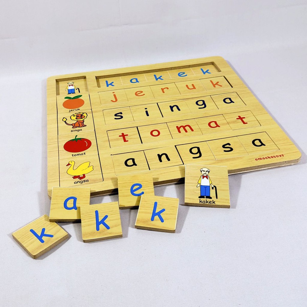 Jual Omocha Toys - Puzzle Kayu Belajar Membaca Mainan Edukasi Anak ...