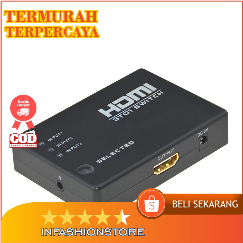 Jual PROMO GERCEP HDMI Switch 3 Port Full HD 1080P with Remote Control ...