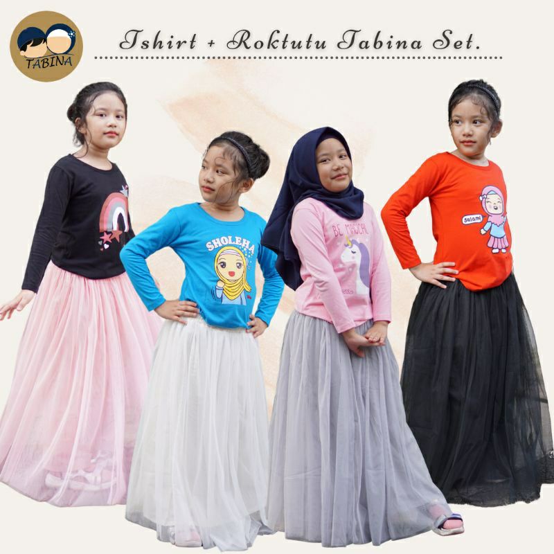 Jual SETELAN ROK TUTU PREMIUM 3 LAPIS + ATASAN KAOS | Shopee Indonesia