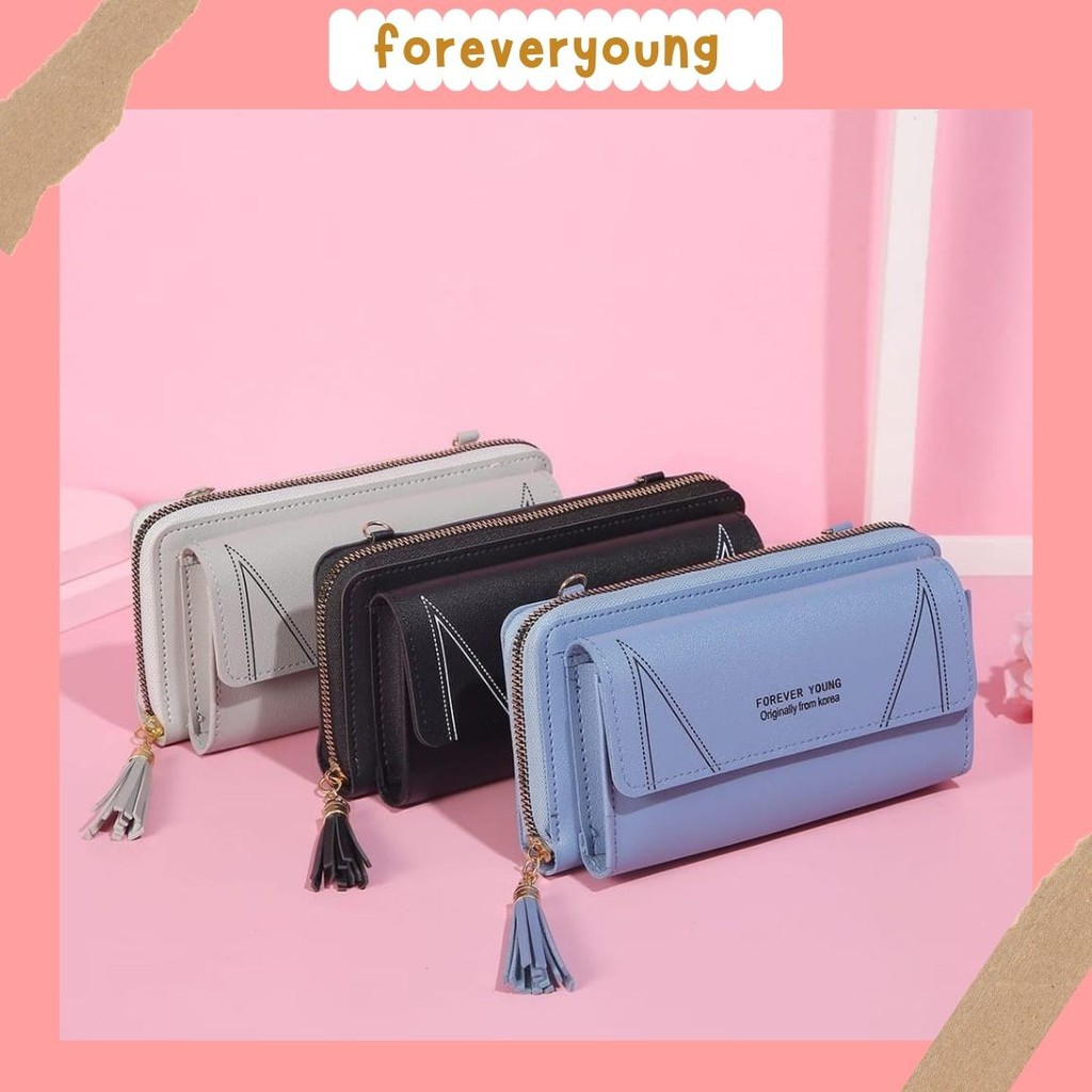 Jual (Fy) Dompet Panjang Wanita Free Tali Dompet mport Real Pict | Shopee Indonesia