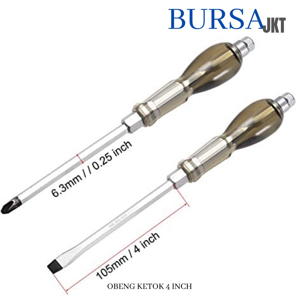 Jual OBENG KETOK MAGNET HANDLE KARET 4 INCH PLUS MINUS + - IMPACT ...