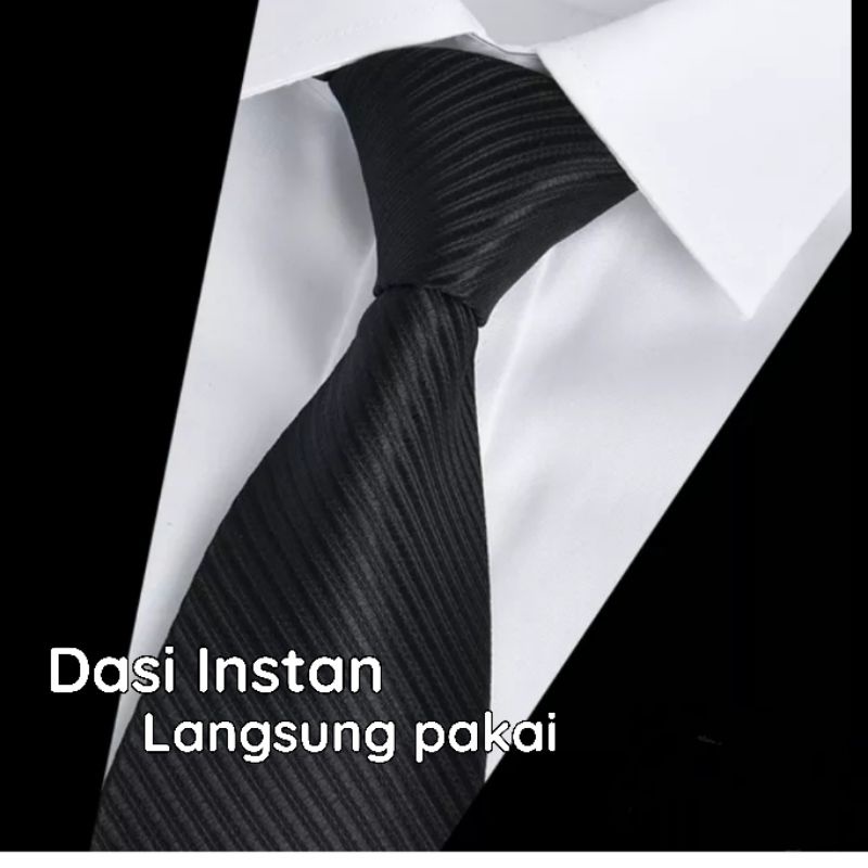 Jual Dasi Hitam Motif Garis 3Inch Lebar 8cm Dasi Instan Langsung Pakai | Shopee Indonesia