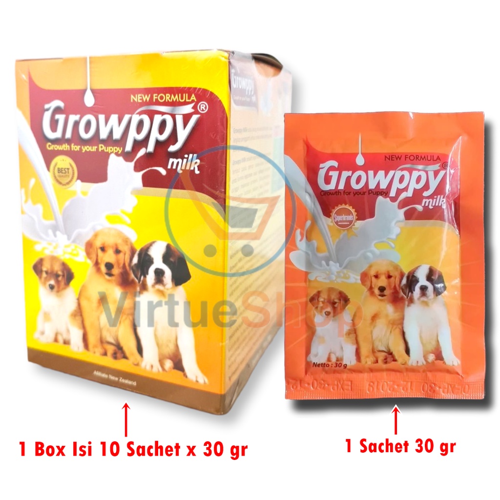Jual Susu Anak Anjing - GROWPPY Dog Puppy Milk 1 Sachet 30 gr ( 1 Box Isi 10 Sachet ) | Shopee ...