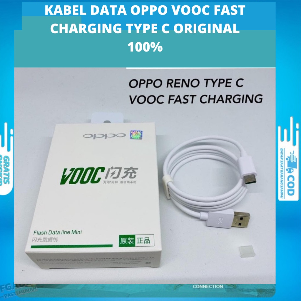 Jual KABEL Charger HP OPPO VOOC FAST CHARGING TYPE C ORIGINAL (non ori ...
