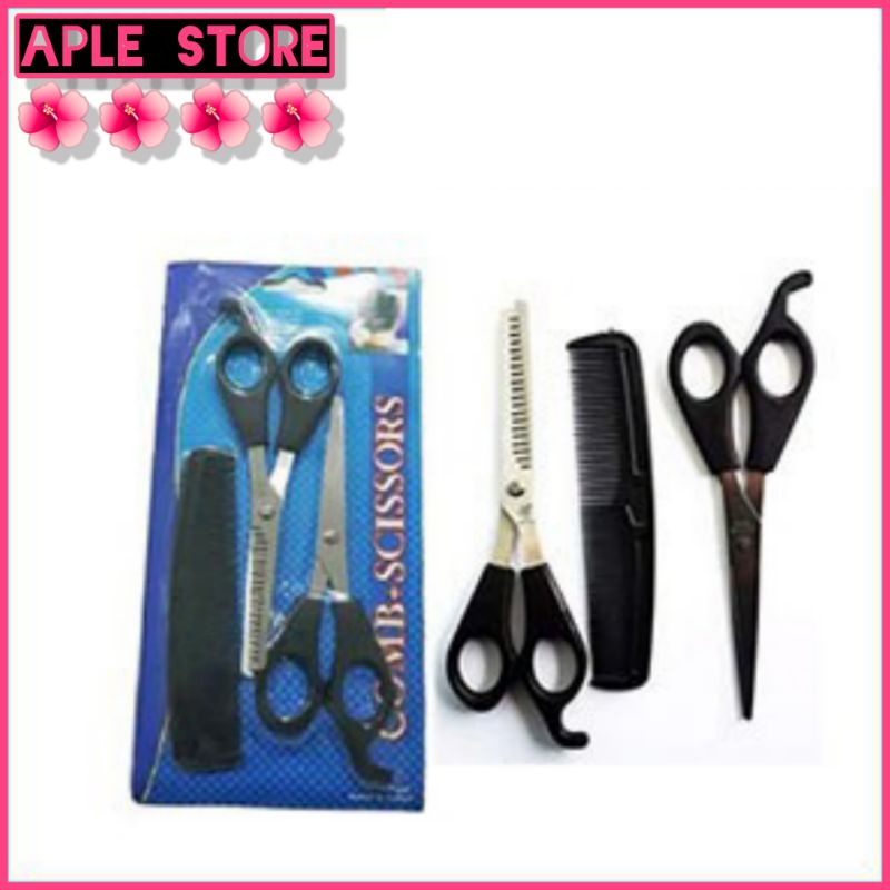 Jual Gunting Rambut Set 3 Pcs Gunting Sasak Sisir | Shopee Indonesia