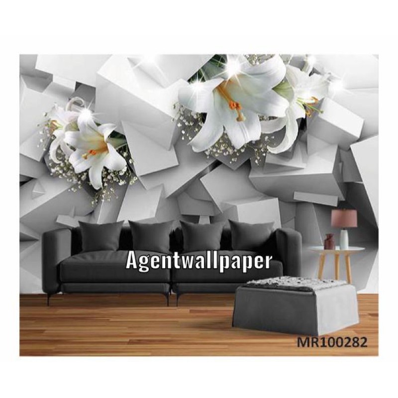 Jual Photowall Mural Dinding 3D Wallpaper Mural Bunga Lili Putih Kotak ...