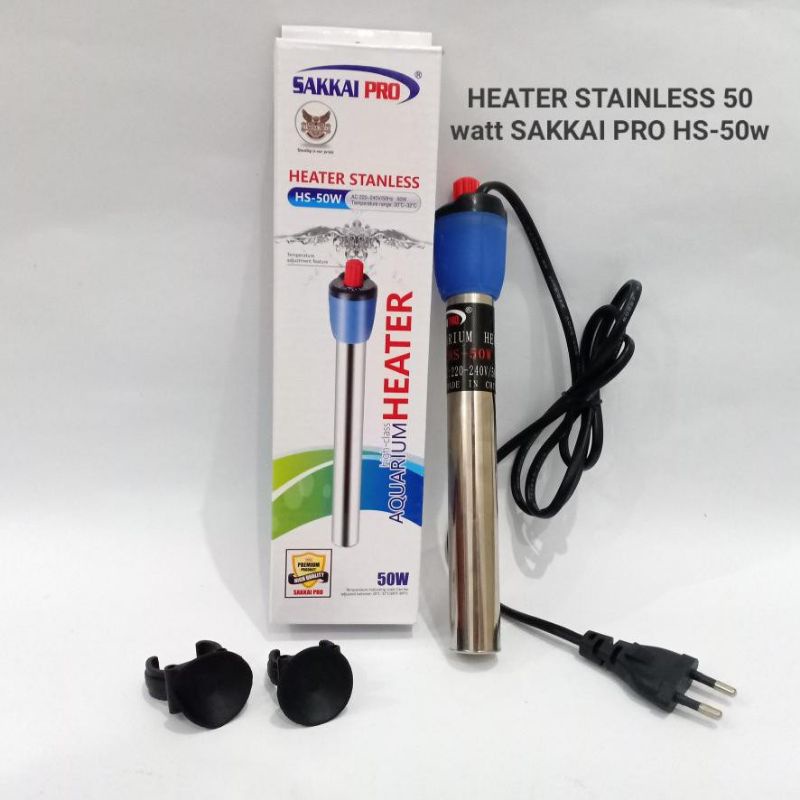 Jual heater stainless 50watt pemanas air aquarium 50 Watt penghangat ...