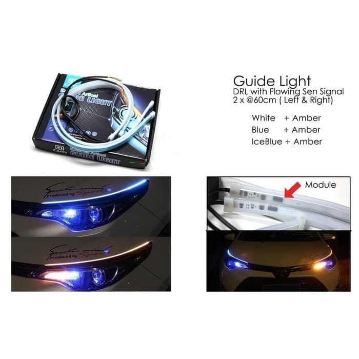 Jual Guide Light With Flowing Signal Flexible DRL Side Led 60cm Lampu ...