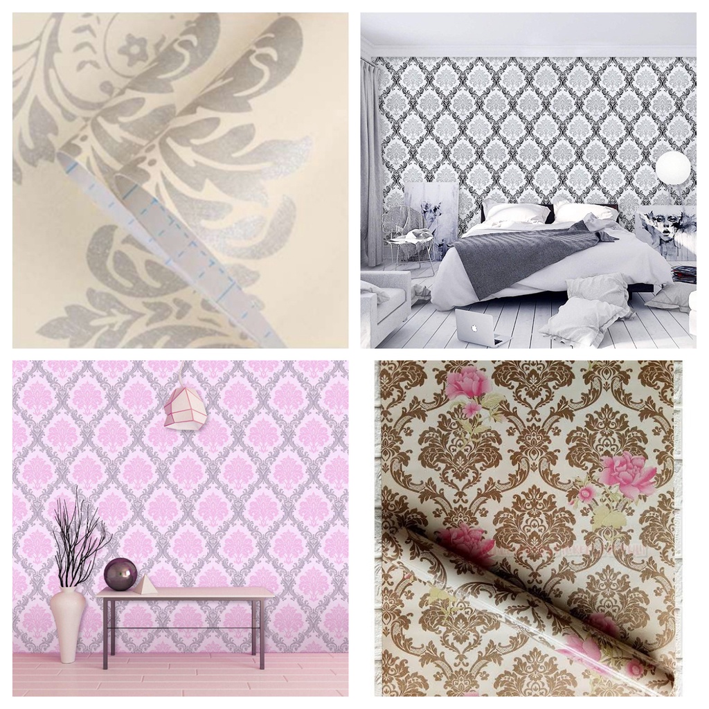 Jual Wallpaper Dinding Polos Wallpaper Stiker Dinding Ruang Tamu 45cm x ...