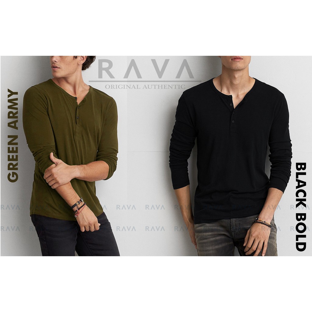 Jual RAVA - Baju Kaos Pria Henley Berkancing Lengan Panjang ORIGINAL ...