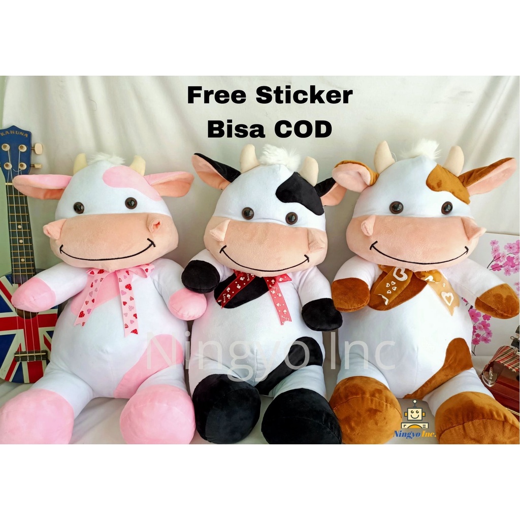 Jual BONEKA SAPI COW KARAKTER HEWAN BINATANG DUDUK SITTING BESAR 60 CM ...