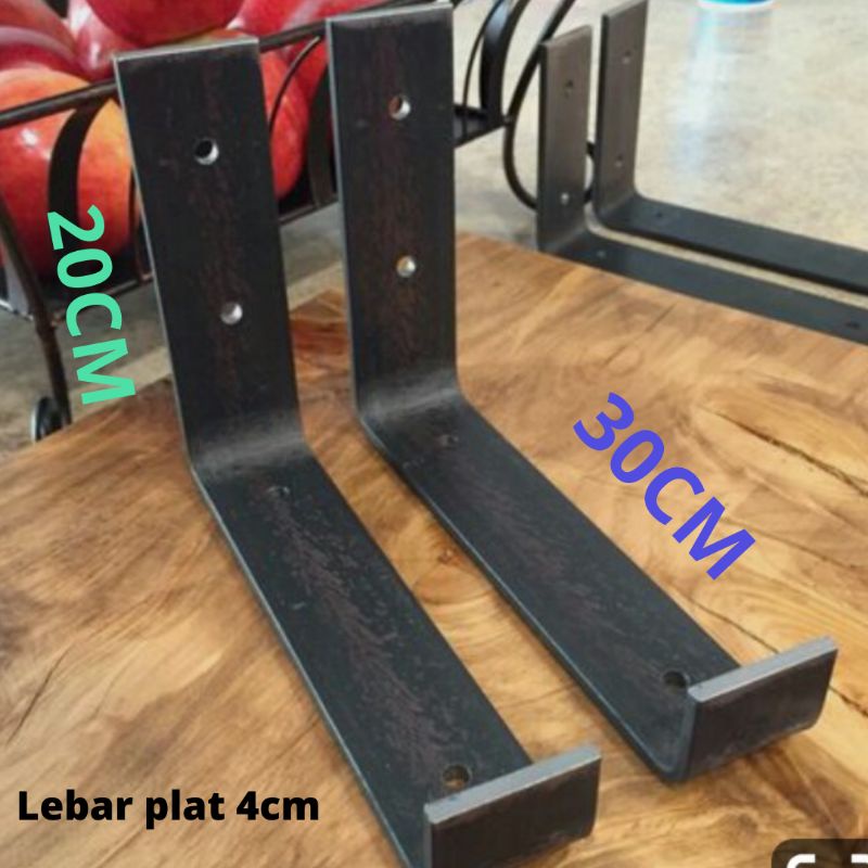 Jual siku dinding rak kayu kuat bracket L lebar plat 4cm | Shopee Indonesia
