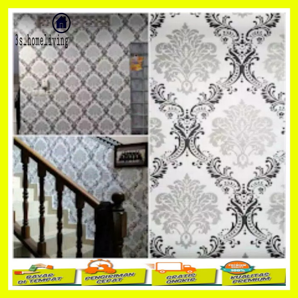 Jual Wallpaper Dinding Batik Hitam Silver Wall Stiker Wallpaper Batik ...