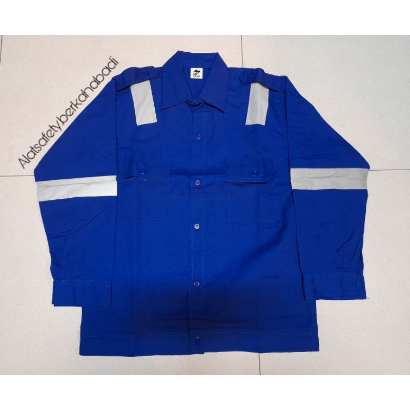 Jual BAJU SERAGAM KERJA PROYEK BAJU DRILL BIRU BCA / Baju safety drill ...